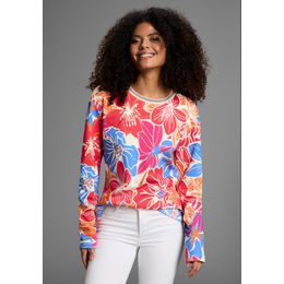 Laura Scott Damen Sweater, bunt, Gr. 44, bedruckt, angeraute Sweatware, Obermaterial: 70% Baumwolle, 30% Polyester. B&uuml;ndchen: 100% Polyester,