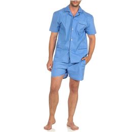 Normann shorty Pyjama kurzarm gewebt durchkn&ouml;pfbarem Oberteil - 55080 in hellblau | Gr.: 60