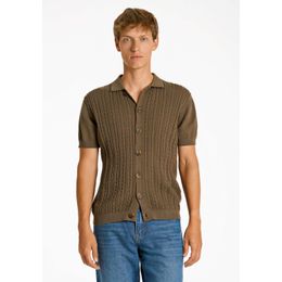 LINDBERGH Herren Cardigan "Cardigan (Kurzarm) Relaxed Fit", grau, Gr. XL, Obermaterial: 100% Baumwolle, Strickjacken
