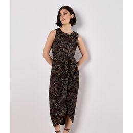 Apricot Damen Midirock "Midirock", schwarz, Gr. 38, gemustert, Obermaterial: 85% Viskose CV. 15% Polyamid PA., R&ouml;cke, mit Batik-Blattmuster