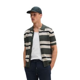 Marc O'Polo MARC O'POLO Herren Kurzarmhemd, gr&uuml;n, Gr. L, Strick, Obermaterial: 95% Baumwolle, 5% Polyamid, Hemden, Kurzarm-Strickshirt regular in H&auml;kel-Optik