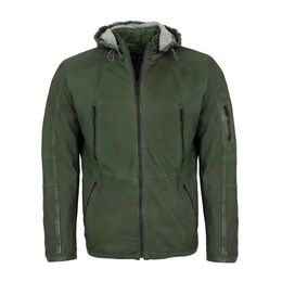Jilani Lederjacke Kapuze Nubukleder in Oliv | Gr.: 50