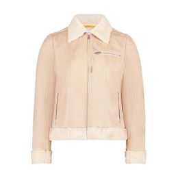 Cartoon Bikerjacke mit Kunstfellkragen in beige | Gr.: 44