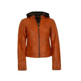 Jilani Lederjacke Lammnappa Kapuze in Orange | Gr.: 42
