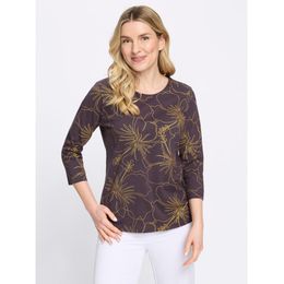 Sieh an! 3/4-Arm-Shirt in aubergine-goldfarben-bedruckt | Gr.: 54