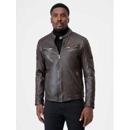 RICANO Herren Bikerjacke "Lederjacke Gerard"braun, Gr. M, Obermaterial: 100% Lammnappaleder LANA. Futter: 100% Baumwolle CO., Jacken, Handgefertigt
