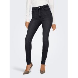 Only Damen High-waist-Jeans "ONLBLUSH HIGH WAIST SKINNY DNM BOX", schwarz, Gr. S, unifarben, Denim/Jeans, Obermaterial: 92% Baumwolle, 6%