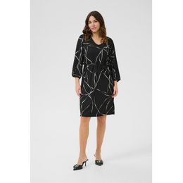 Kaffe Kleid KAkatrine Regular fit in Black/Chalk Graphic Lines | Gr.: S