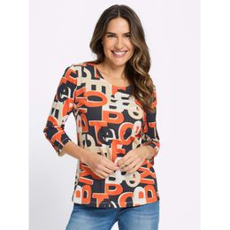 Sieh an! 3/4-Arm-Shirt in orange-schwarz-bedruckt | Gr.: 50