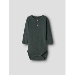 name it M&auml;dchen Langarmbody "NBMKAB LS BODY NOOS", Gr. 92, gr&uuml;n, Feinripp, Obermaterial: 57% Baumwolle, 38% Modal, 5% Elasthan, meliert, Bodys