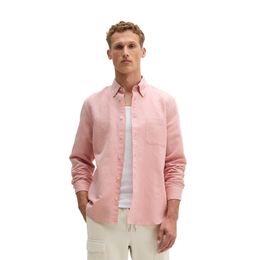 Marc O'Polo MARC O'POLO Herren Langarmhemd "aus Leinen und Bio-Baumwolle", rosa, Gr. L, unifarben, Obermaterial: 50% Leinen, 50% Baumwolle, Hemden