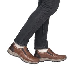 Rieker Herren Slipper, Gr. 43, braun, Lederimitat, Schuhe, Schlupfschuh, Halbschuh, Freizeitschuh in bequemer Weite G (weit)