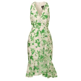 Adrianna Papell Cocktail Kleid Organza Jacquard Dress in Green/Ivory | Gr.: 36