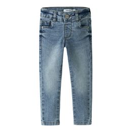 name it M&auml;dchen Skinny-fit-Jeans "NMFPOLLY SKINNY JEANS 5070-LM NOOS"medium blau denim, Gr. 104, Abriebeffekte, unifarben, Denim/Jeans, Obermaterial: