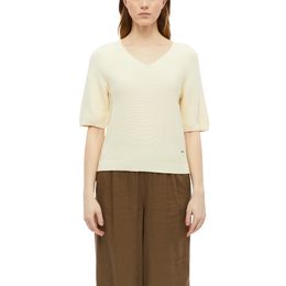 s.Oliver Damen V-Ausschnitt-Pullover, beige, Gr. 42, unifarben, Obermaterial: 60% Baumwolle, 40% Polyacryl, Pullover, V-Ausschnitt, Halbarm, unifarben