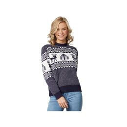 TecTake Festtagspullover, Winterlicher Strickpullover in Blau und Wei&szlig; | Gr.: L
