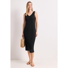 Street One Damen Midikleid, schwarz, Gr. 44, unifarben, Web;Stoff;Spitze, Obermaterial: 70% Baumwolle, 30% Polyester. Futter: 95% Viskose, 5%