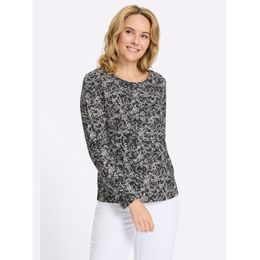 Sieh an! Langarm-Shirt in schwarz-ecru-bedruckt | Gr.: 44
