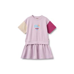 Wheat M&auml;dchen A-Linien-Kleid "Wheat Sweat Dress S/S Mey", lila, Gr. 140, unifarben, 100% Baumwolle, Kleider