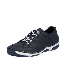 Rieker Damen Sneaker, Gr. 37, blau, Glattleder, Schuhe, Halbschuh, Freizeitschuh, Schn&uuml;rschuh mit Rahmennaht