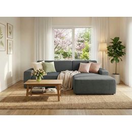 Ecksofa Trendmanufaktur, B:246cm H:73cm T:162cm, grau, 95%Polyester, 5%Polyamide, Wohnzimmer, Sofas, "Wien, wahlweise mit Sitzvorschub und