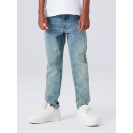 name it Jungen Slim-fit-Jeans "NKMSILAS XSLIM JEANS 2002-TX NOOS", blau, Gr. 152, Abriebeffekte, unifarben, Denim/Jeans, Obermaterial: 71% Baumwolle,