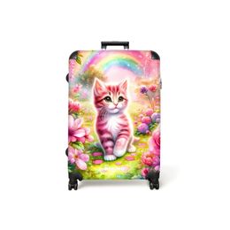 NoBoringSuitCases Suitcase, Koffer, Reisekoffer K&auml;tzchen Regenbogen | Gr.: 36 L
