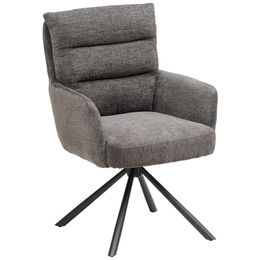 Mid.you Armlehnstuhl, Grau, Schwarz, Metall, Textil, Rundrohr, 57x95x65 cm, Sitzfl&auml;che 180&deg; drehbar, Esszimmer, St&uuml;hle, Esszimmerst&uuml;hle, Armlehnenst&uuml;hle
