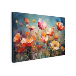 OnlyWow Leinwand Bilder Bunte Blumen | Gr.: 40 x 30 cm