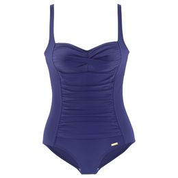 Lascana Damen Badeanzug "Saphir", blau, Gr. 46, unifarben, Polyamid, Badeanz&uuml;ge, mit Raffungen und Shaping-Effekt