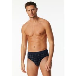 Schiesser Herren Slip "Fine Interlock", Gr. 7, blau, Interlock, Obermaterial: 95% Baumwolle, 5% Elasthan, Unterhosen, mit Eingriff, kariert