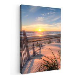 OnlyWow Leinwand Bilder Sonnenuntergang Strand | Gr.: 20 x 30 cm
