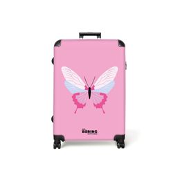 NoBoringSuitCases Suitcase, Koffer, Reisekoffer Schmetterling rosa wei&szlig; | Gr.: 36 L
