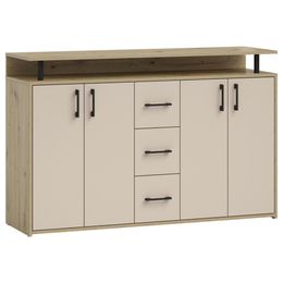 CARRYHOME Sideboard, Kaschmir, Eiche Artisan, Kunststoff, 2 F&auml;cher, 3 Schublade(n) Schubladen, 139x90x34 cm, Wohnzimmer, Kommoden & Sideboards, Sideboards