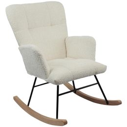 P & B Schaukelstuhl Viktor, Wei&szlig;, Metall, Kautschukholz, massiv, 62x90x52 cm, Wohnzimmer, Sessel, Schaukelst&uuml;hle