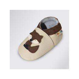Yalion Lauflernschuh Leder Baby Krabbelschuhe Fuchs Design Beige | Gr.: 18-24 MONATE