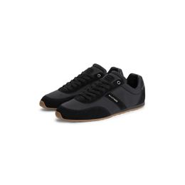 Tommy Hilfiger Herren Sneaker "TH LO RUN ICON SUMMER MIX", Gr. 43, schwarz, Leder, Textil, Schuhe, Freizeitschuh, Halbschuh, Schn&uuml;rschuh, weiche