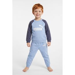 Puma Jungen Trainingsanzug "MINICATS ESS RAGLAN CREW SET FL INF", blau, Gr. 98, unifarben, Fleece, Obermaterial: 68% Baumwolle, 32% Polyester,