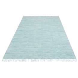 Teppich OTTO HOME, B:90cm H:5mm L:160cm, blau, Baumwolle, Wohnzimmer, Teppiche, "Paul, Handwebteppich", reine Baumwolle, Uni, handgewebt,