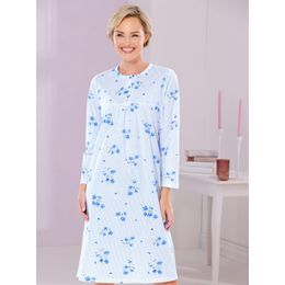 Comtessa Damen Nachthemd "Nachthemd", Gr. 52, blau, 100% Baumwolle, bedruckt, gebl&uuml;mt, gemustert, mehrfarbig, Kleider