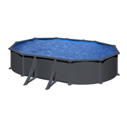 GRE Stahlwandpool-Set 'Anthracite' oval 610 &times; 375 &times; 132 cm, mit Seitenst&uuml;tzen