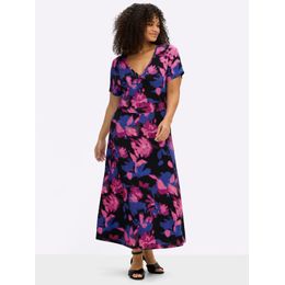 Damen Jerseykleid "Jersey-Kleid", bunt, Gr. 56, sheego by Joe Browns, gebl&uuml;mt, gemustert, mehrfarbig, Jersey, 95% Viskose, 5% Elasthan, Kleider