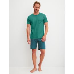 Calida Damen Shorty "Relax Imprint 2", Gr. S, gr&uuml;n, Single Jersey, Obermaterial: 100% Baumwolle, Homewear-Sets, kurzarm, Rundhals, Brusttasche
