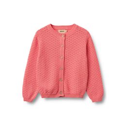 Wheat M&auml;dchen Strickjacke "Wheat Knit Cardigan Magnella", rosa, Gr. 116, unifarben, 100% Baumwolle (Bio), Strickjacken