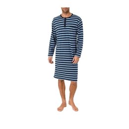 Normann Nachthemd langarm Knopfleisreifen - 46827 in Blau | Gr.: 48