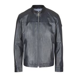 Bugatti Herren Bomberjacke "BUALESSIO", blau, Gr. 58, uni, Obermaterial: 100% Lammleder LEL. Futter: 100% Baumwolle CO. 100% Baumwolle CO., Jacken,