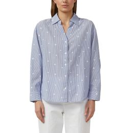 s.Oliver Damen Langarmbluse, blau, Gr. 38, bestickt, gestreift, Web, Obermaterial: 100% Baumwolle, Blusen, im Streifen-Look und mit