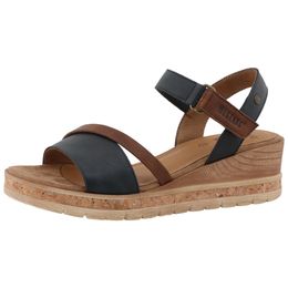 Mustang Shoes Damen Keilsandalette "Ileana", Gr. 41, schwarz, Lederimitat, Schuhe, Riemchensandale, Sommerschuh mit Logopr&auml;gung