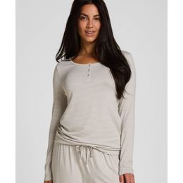 Hunkem&ouml;ller HUNKEM&Ouml;LLER Damen Pyjama "Pyjama Top Thin Stripe", Gr. M, beige, 95% Viskose, 5% Elasthan, Homewear-Sets