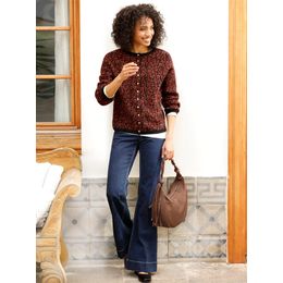 Heine Damen Cardigan, rot, Gr. 42, gemustert, mehrfarbig, 49% Polyacryl, 27% Polyester, 14% Polyamid, 6% Wolle, 4% Elasthan, Strickjacken